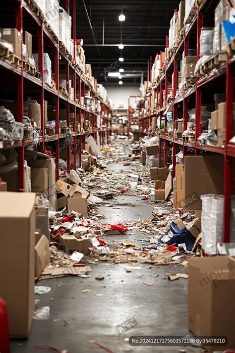 Ai创作图满地快递 满地狼藉 爆仓 一片狼藉 夜袭仓库 仓库重地 地震素材 狼藉 大破坏 造成严重破坏 散乱凌乱 损失惨重 崩毁 散落满地 凌乱散乱 昵图网