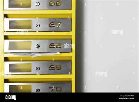 Metal Mailboxes With Keyholes Numbers And Receipts In Post Office