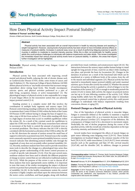 Pdf How Does Physical Activity Impact Postural Stability