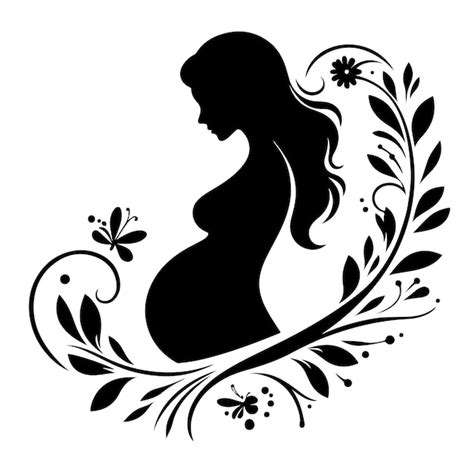 Pregnant Woman Vector Illustration Silhouette Sign Isolated On White