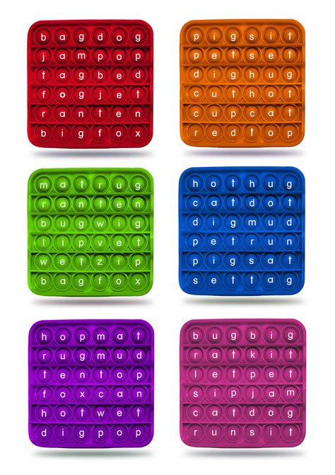 The Fidget Game Word Pop Cvc Words Mats For Classrooms