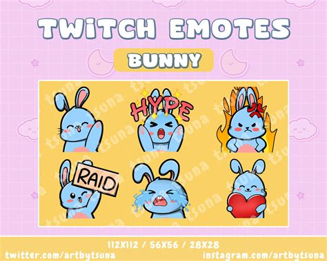 6 Cute Kawaii Bunny Emotes For Twitch Youtube Discord Etsy