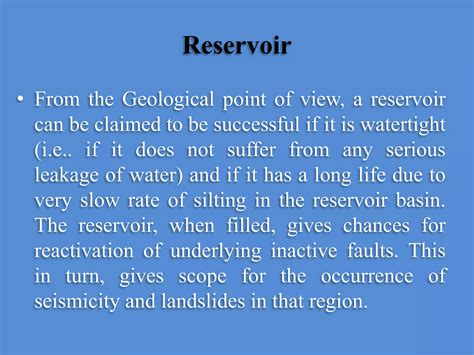 Dam Reservoir Tunnels PPTX Geology Science