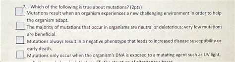 Solved Which Of The Following Is True About Mutations