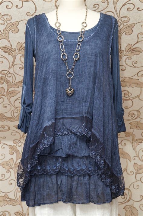 Stunning Blue 2piece Tunic Dress Quirky Italian Lagenlooklayering Top