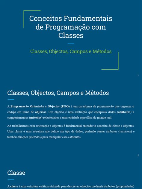 Conceitos Fundamentais De Programação Com Classes Pdf Classe