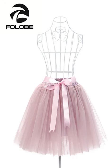Folobe Light Pink Ballet Tutu Tulle Skirts Womens Adults High Waist