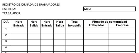 Registro De La Jornada Laboral Grupo Martam