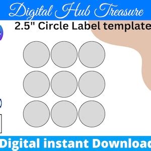 25 Inch Circle Label Template Diy Sticker Design Digital Download