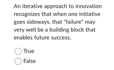 Solved An Iterative Approach To Innovation Recognizes That