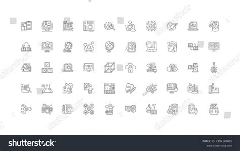 Efficiency Concept Illustration Linear Icons Line Stock Vector Royalty Free
