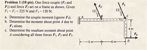 solved problem 1 10 ﻿pts ﻿one force couple fl ﻿andf2