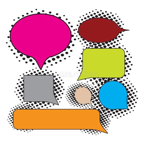 Set Of Speech Bubbles In Pop Art Style Colorful Vector Illustration