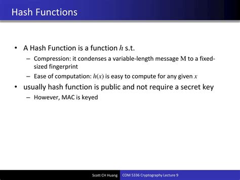 ppt com 5336 cryptography lecture 9 hash mac hmac powerpoint