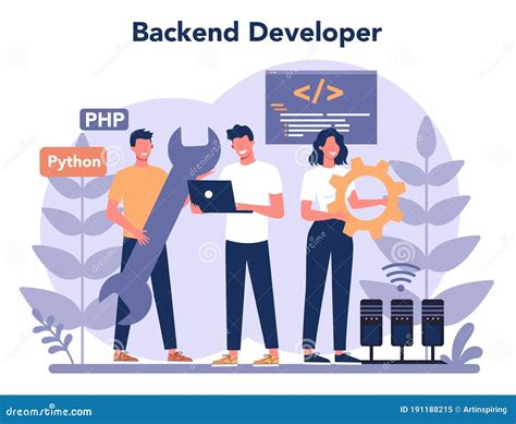 Back End Development Concept Software Development Process Stock Vector