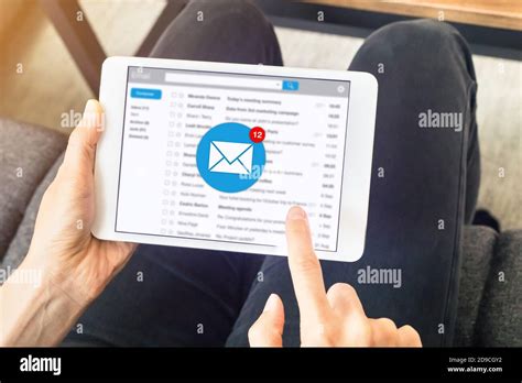 email inbox notification with woman receiving new incoming message at