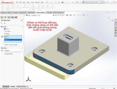 Move Face Trong Direct Editing Tools SOLIDWORKS