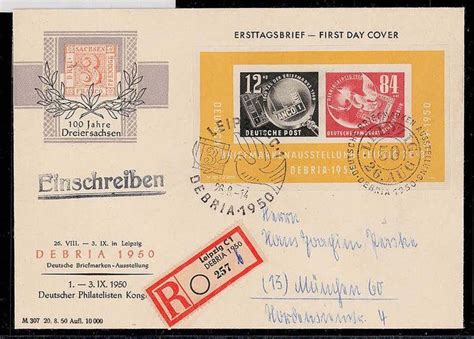 Ddr 1950 Debria Block Auf Einschreibe Ersttagsbrief Catawiki