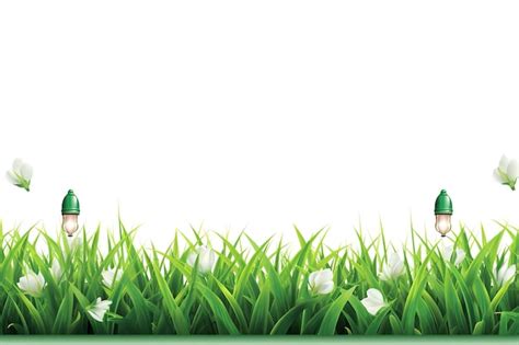 Premium Vector Green Grass Meadow Border Vector Pattern On White
