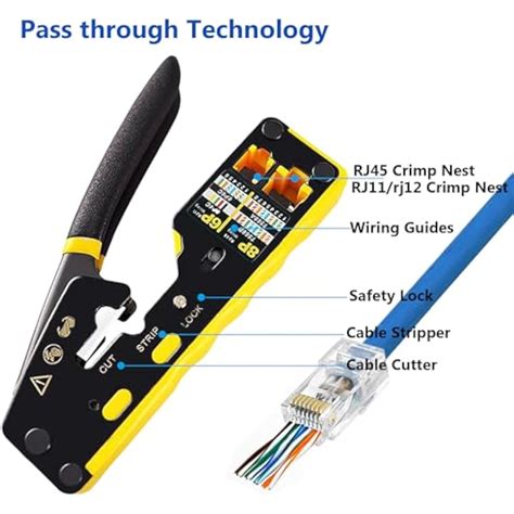 Rj45 Crimp Tool Pass Through Ethernet Crimper Tool Indonesia Ubuy