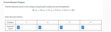 solved current attempt in progressfind the expected counts