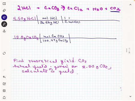SOLVED If 4 50 G Of HCl Are Reacted With 15 0 G Of CaCO3 According To
