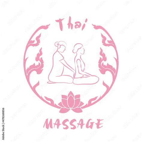 Logo Thai Massage With Ornament Silhouette Of A Woman Getting