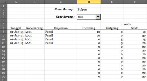 Excel Potion Kartu Stock Digital
