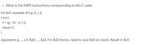 Solved What Is The Mips Instructions Corresponding To This