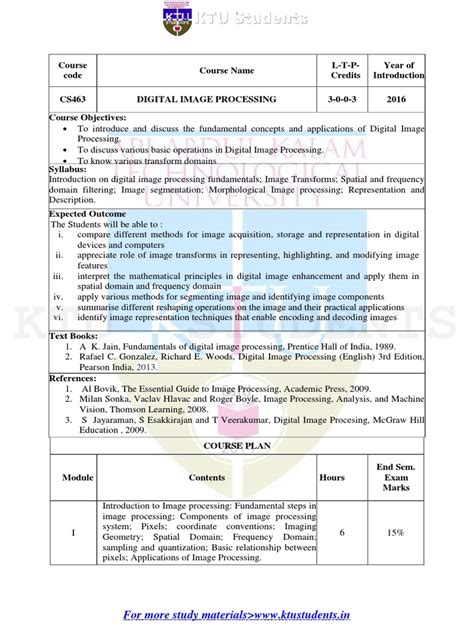 Syllabus Pdf Filter Signal Processing Image Segmentation