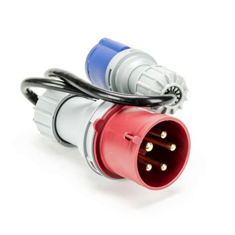 Adaptateur Prise Cee Rouge 32a Male Vers Cee Bleu 16a Femelle