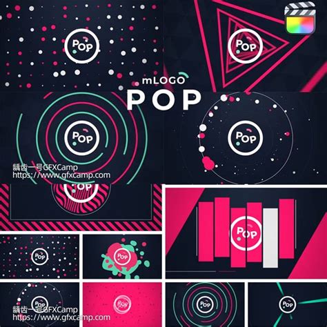 Fcpx插件 30组创意图形mg风格扁平化logo动画预设 Mlogo Pop 龋齿一号gfxcamp
