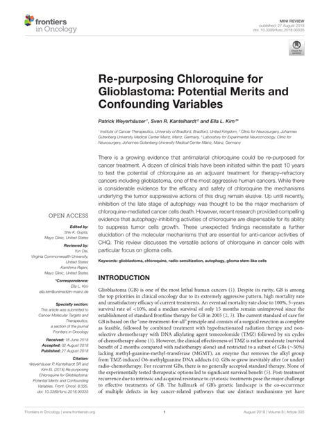 Pdf Re Purposing Chloroquine For Glioblastoma Potential Merits And