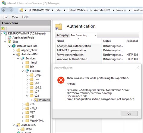 There Was An Error Configuration Section Encryption Is Not Supported When Trying To Enable
