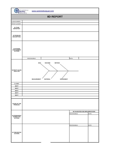 8d Report Template And Guidelines Pdf