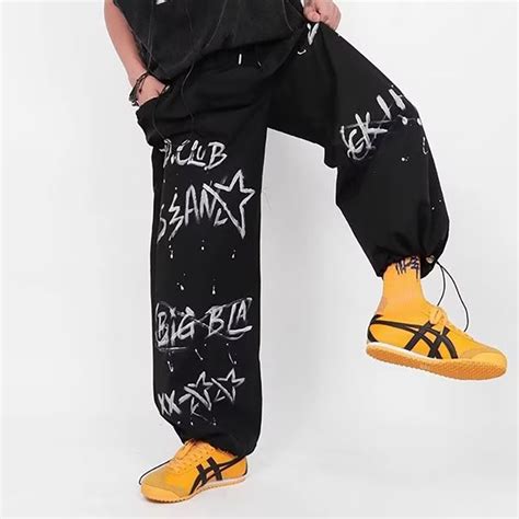 Graffiti Print Straight Leg Casual Pants Helloice Apparel