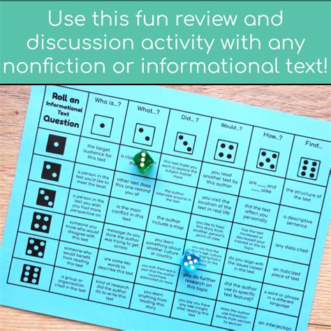 Roll An Informational Text Question Use With Any Nonfiction Article Made By Teachers