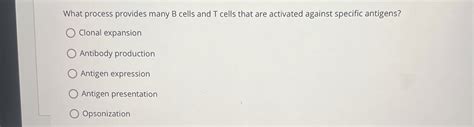 Solved What Process Provides Many B ﻿cells And T ﻿cells That