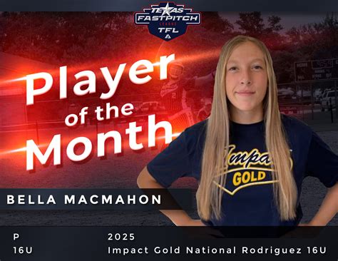 Bella Mcmahon Named Tfl Co Player Of The Month For December Texas Fastpitch League