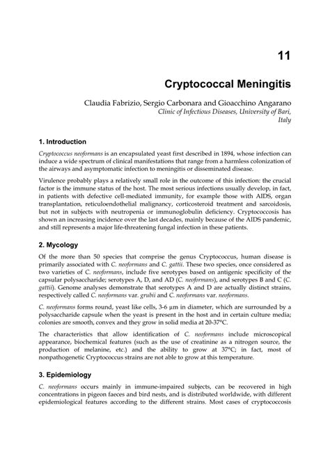 Pdf Cryptococcal Meningitis