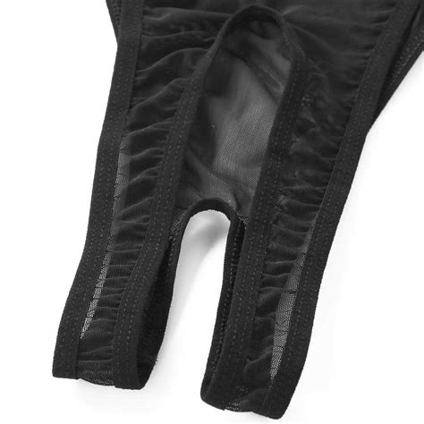 Womens Exposed Breast Crotchless Jumpsuit Sheer Mesh Sexy Bodysuit