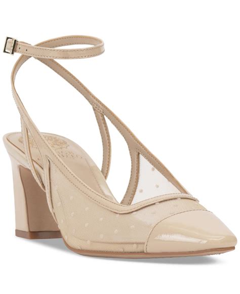 Vince Camuto Somlee Mesh Kitten Heel Pumps In Natural Lyst