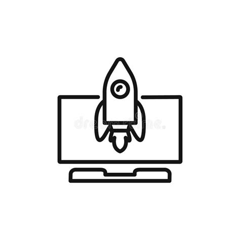 Rocket Spaceship Startup Icon Outline Collection In Black And On White Background Stock