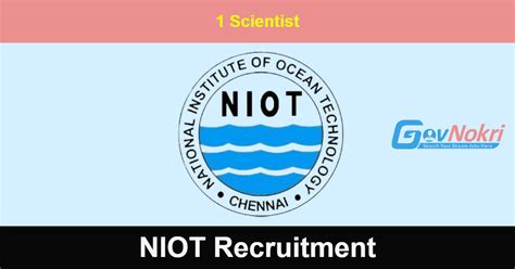 NIOT Hiring Notification 2023 For 1 Post Of Scientist