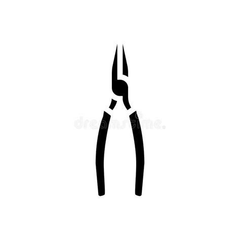 Long Nose Pliers Glyph Icon Vector Illustration Stock Illustration