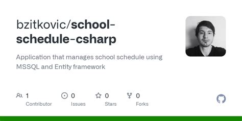 GitHub Bzitkovic School Schedule Csharp Application That Manages School Schedule Using MSSQL