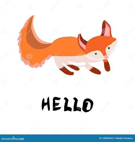 Cute Ginger Foxy Cartoon Character Illustration Stock Illustration