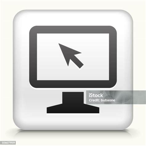 Square Button With Computer Monitor Royalty Free Vector Art向量圖形及更多圖示圖片