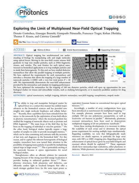 Pdf Exploring The Limit Of Multiplexed Near Field Optical Trapping
