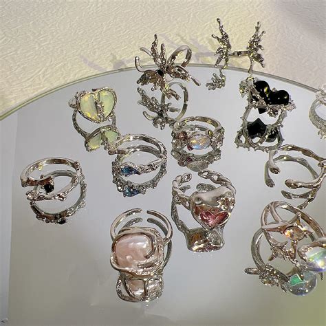 Bagues En Cristal R Glables Pour Femmes Et Filles Ensemble De Matiques